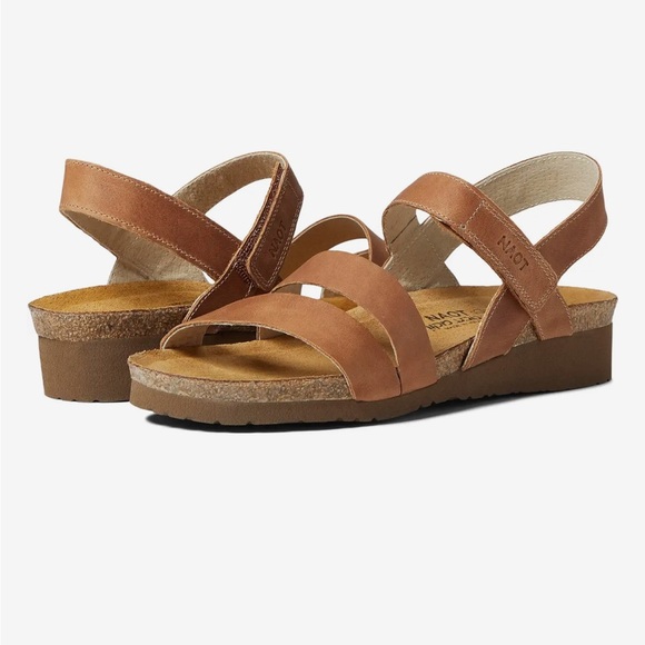 Naot | Shoes | Naot Kayla Low Wedge Sandal In Latte Brown Leather Size ...